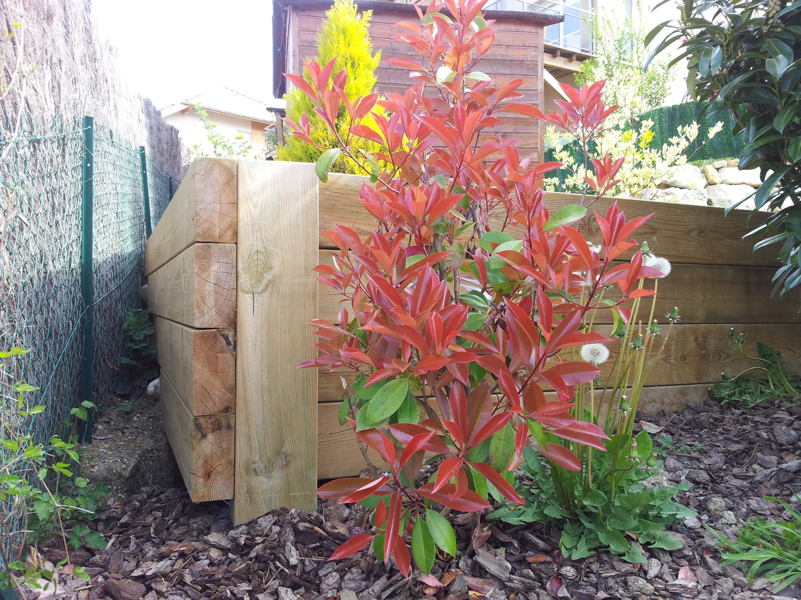 Création d'un mur de soutènement en pin par les artisans Pôle Travaux